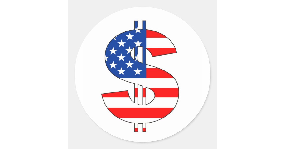 usa dollar symbol money sign classic round sticker | Zazzle