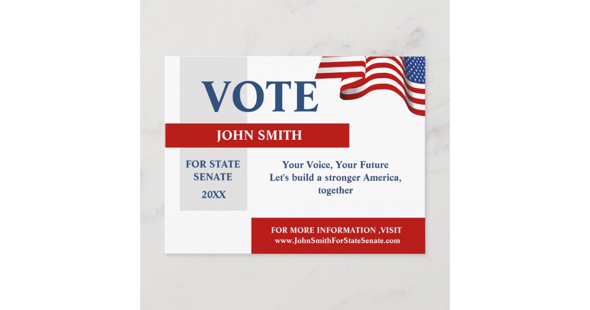 USA Election Campaign Candidate Introduction Postcard | Zazzle