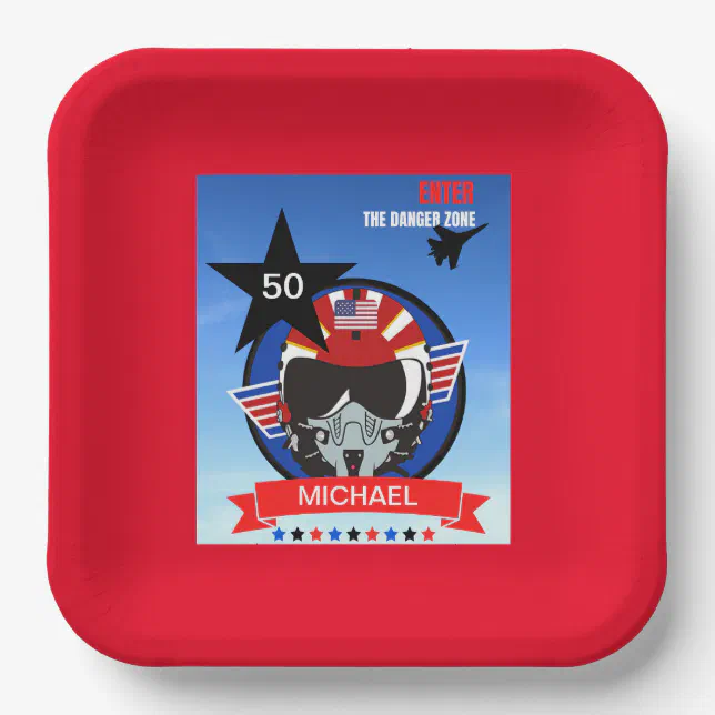 USA Fighter Jet Pilot Birthday Party Paper Plates | Zazzle