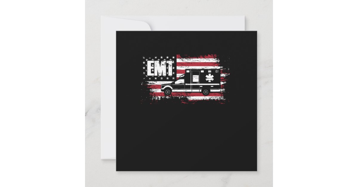 USA Flag Ambulance EMT EMS Doctor First Aid Parame Invitation | Zazzle