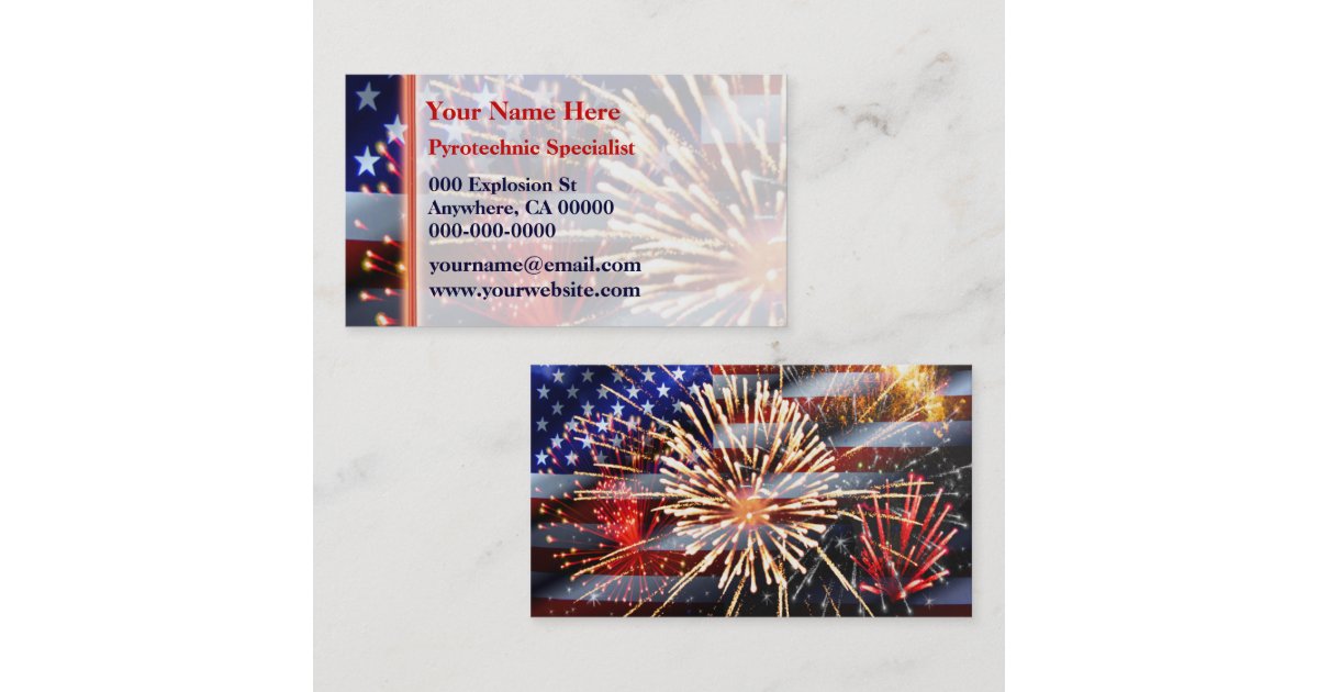 USA Flag and Fireworks Business Card | Zazzle