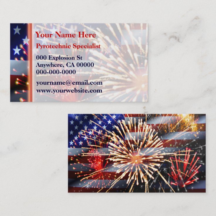 USA Flag and Fireworks Business Card | Zazzle