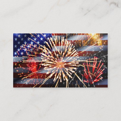 USA Flag and Fireworks Business Card | Zazzle