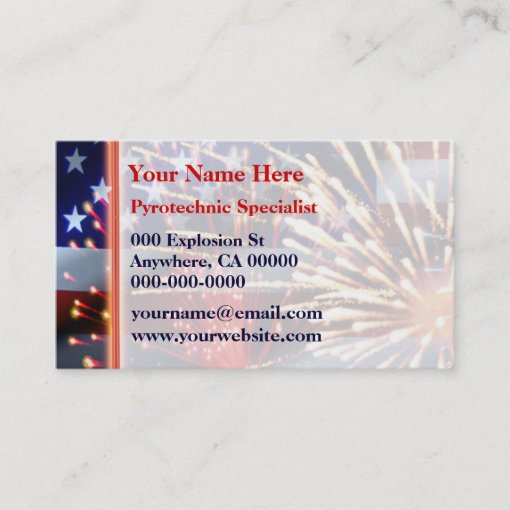 USA Flag and Fireworks Business Card | Zazzle