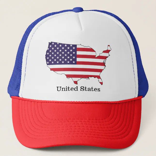 USA Flag and Map Souvenir Design Trucker Hat | Zazzle