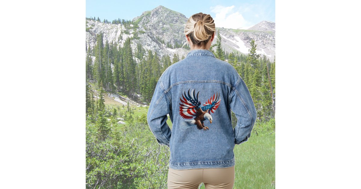 USA Flag Bald Eagle Denim Jacket | Zazzle