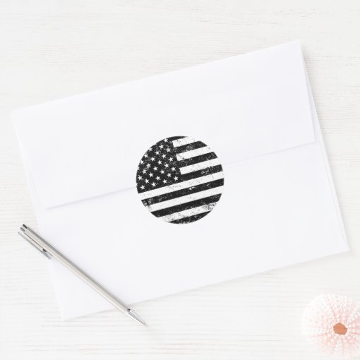 USA Flag, Black and White Classic Round Sticker | Zazzle