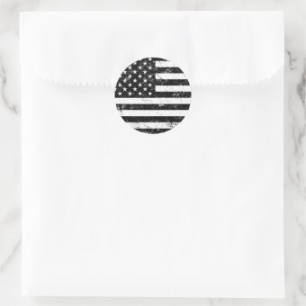 USA Flag, Black and White Classic Round Sticker | Zazzle