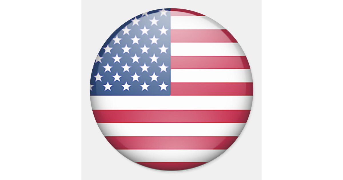 USA flag button Classic Round Sticker | Zazzle