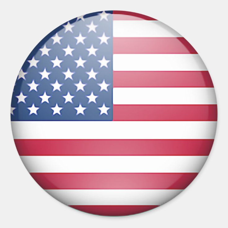 USA flag button Classic Round Sticker | Zazzle