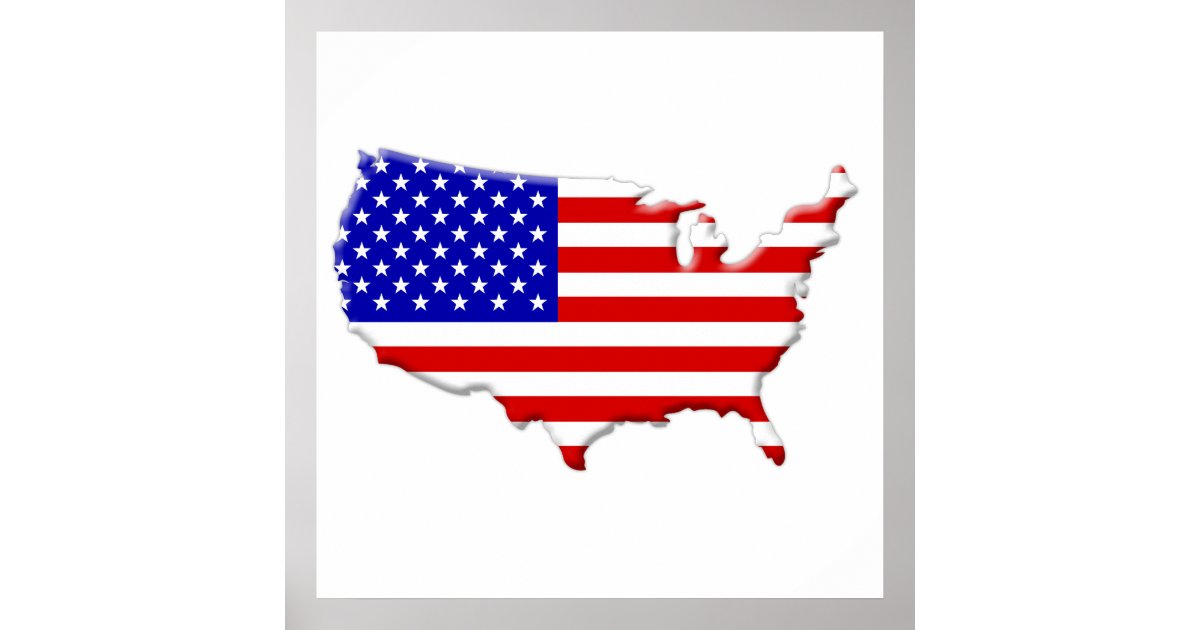 USA Flag & Country Shape Poster | Zazzle