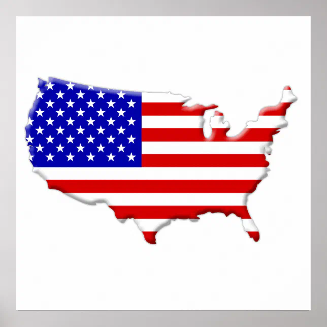 USA Flag & Country Shape Poster | Zazzle