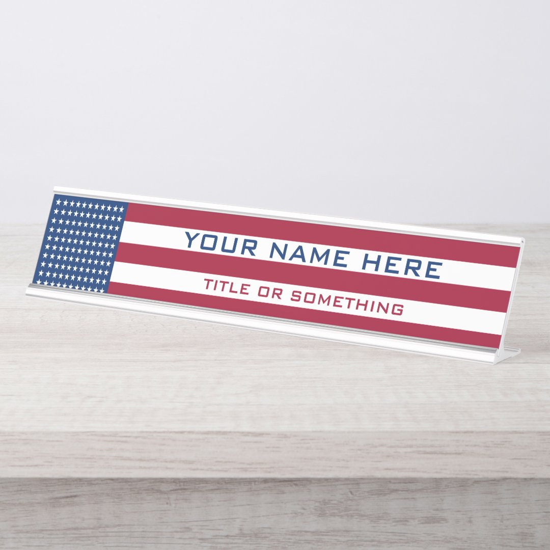 USA Flag Desk Name Plate | Zazzle