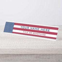 USA Flag Desk Name Plate | Zazzle