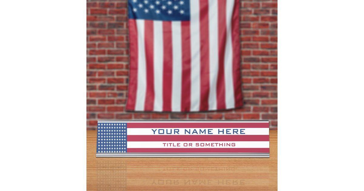 USA Flag Desk Name Plate | Zazzle