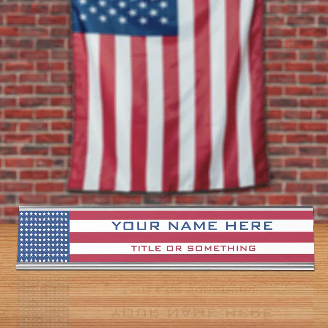 USA Flag Desk Name Plate | Zazzle
