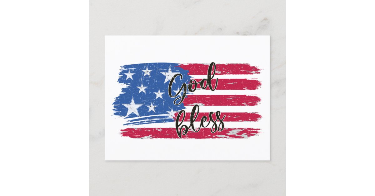 USA Flag God Bless America Patriotic Postcard | Zazzle
