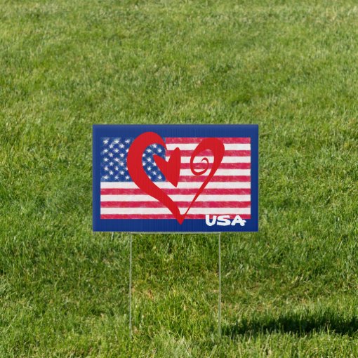 USA Flag Heart Yard Sign | Zazzle