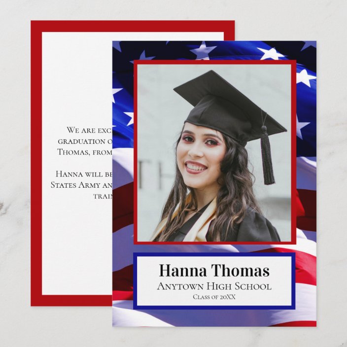 USA Flag Military Graduation Photo Announcement | Zazzle.com