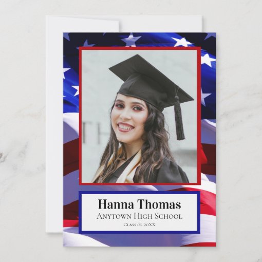 USA Flag Military Graduation Photo Announcement | Zazzle