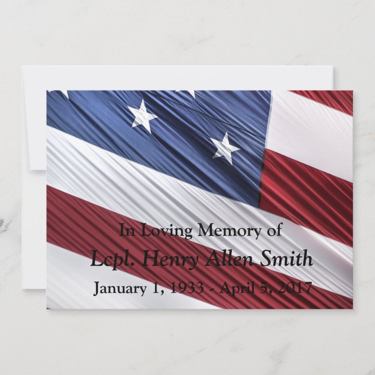 USA Flag Military Memorial Service Announcement | Zazzle