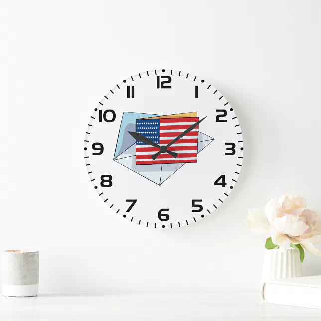 USA Flag On A Card Large Clock | Zazzle