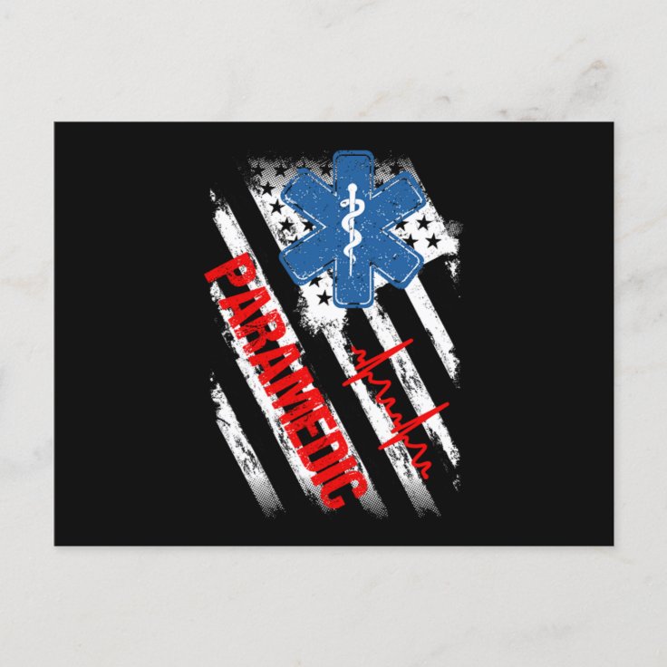 USA Flag Paramedic Paramedic Caduceus Nurse EMT EM Postcard | Zazzle