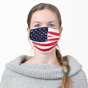 USA Flag, Patriotic American Flag Adult Cloth Face Mask | Zazzle