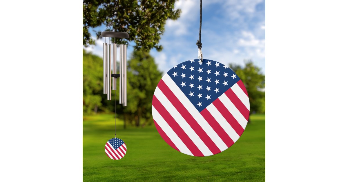 USA Flag Patriotic American Flags Wind Chime | Zazzle