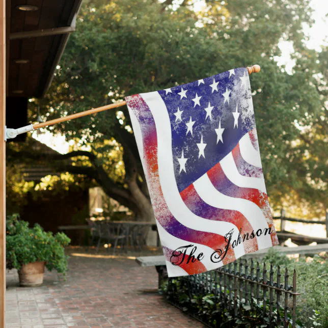 USA Flag Patriotic Red White Blue Rustic Name | Zazzle