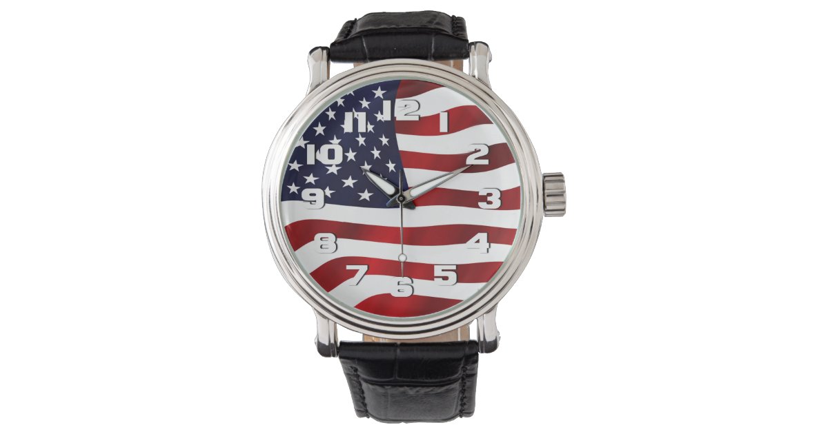 USA Flag Patriotic Watch | Zazzle