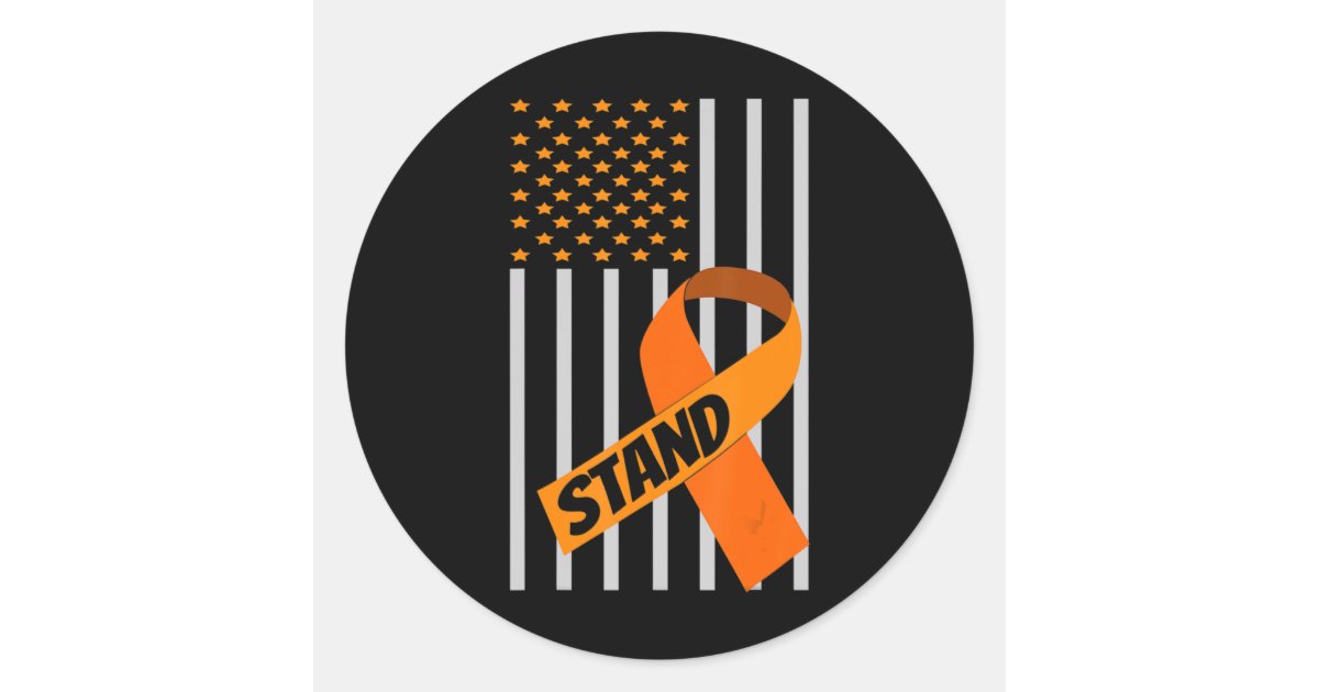 USA Flag Ribbon Leukemia Awareness Family Support Classic Round Sticker ...