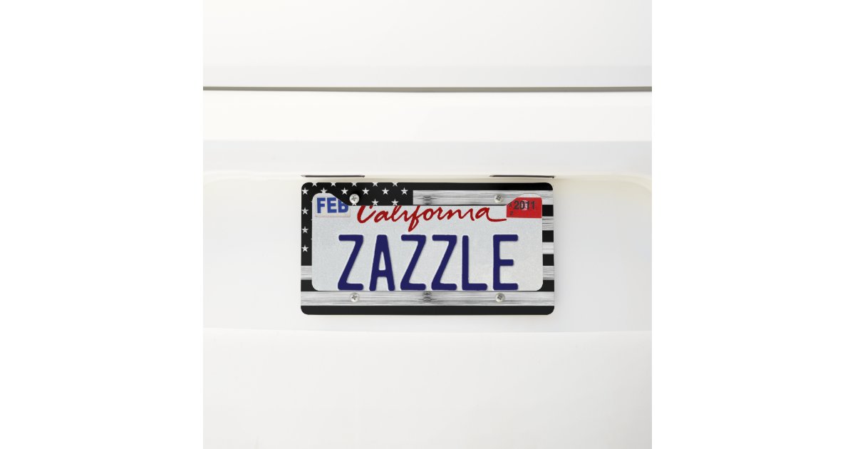 USA flag Rustic Wood Black White Patriotic America License Plate Frame ...