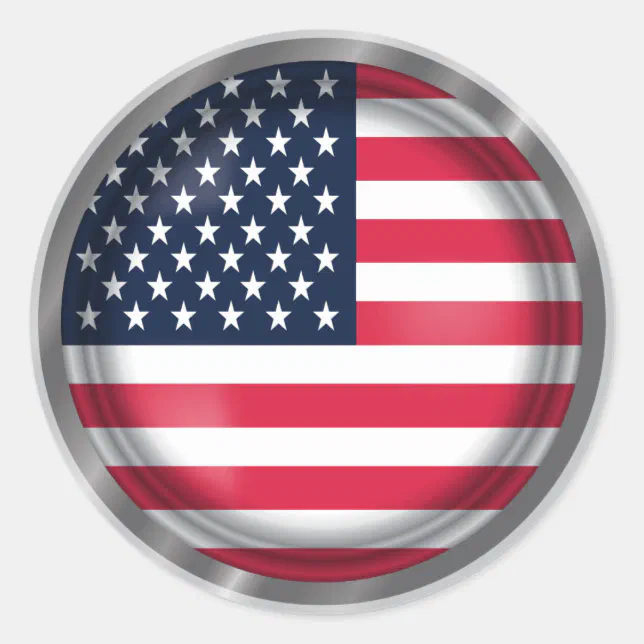 USA Flag Seal, American Flag Art Classic Round Sticker | Zazzle