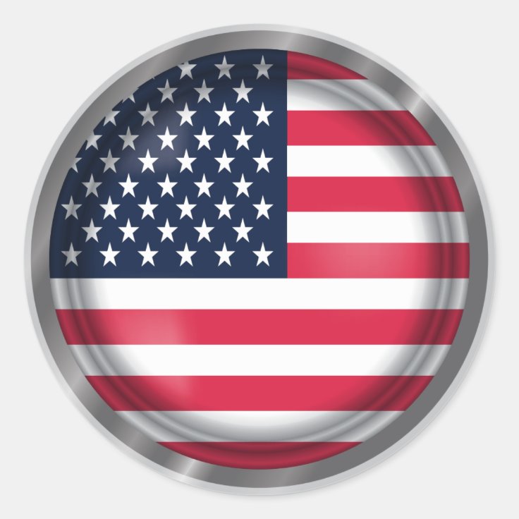 USA Flag Seal, American Flag Art Classic Round Sticker | Zazzle
