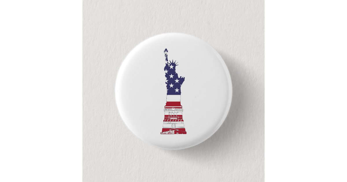 Usa Flag Statue Of Liberty Button | Zazzle