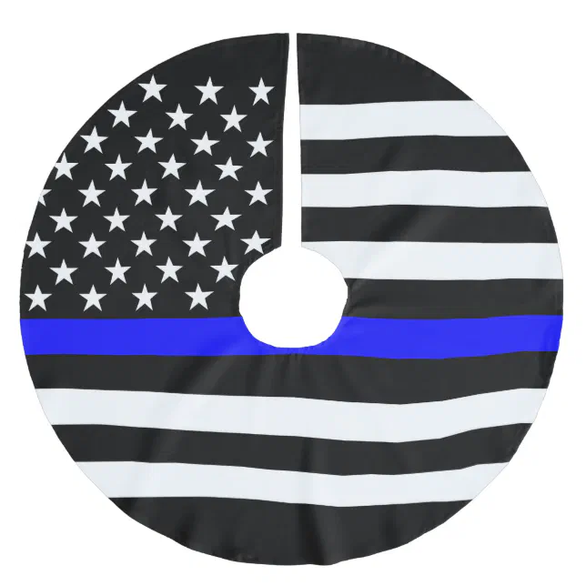 USA Flag Thin Blue Line Symbolic Memorial on a Brushed Polyester Tree ...