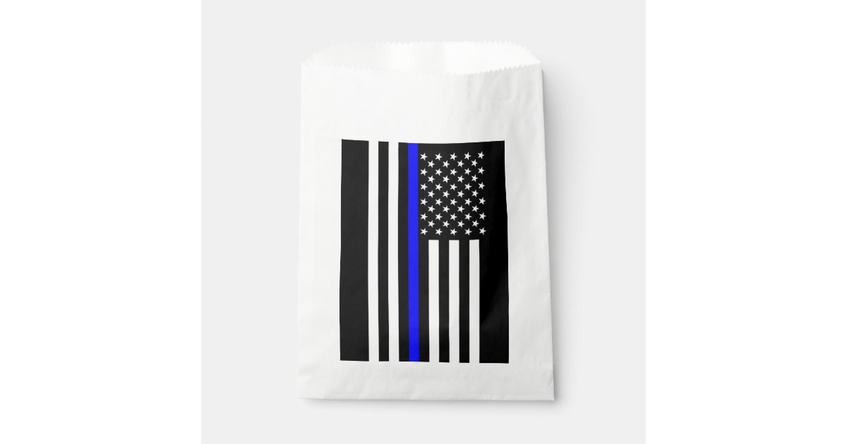 USA Flag Thin Blue Line Symbolic Memorial on a Favor Bag | Zazzle