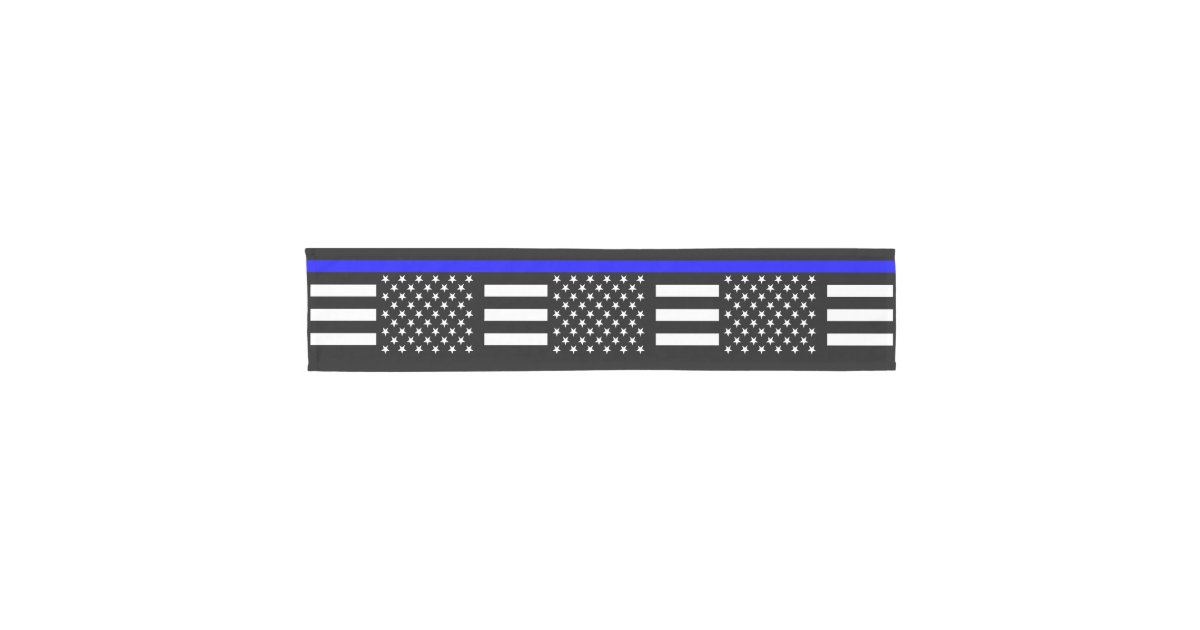 USA Flag Thin Blue Line Symbolic Memorial on a Short Table Runner | Zazzle