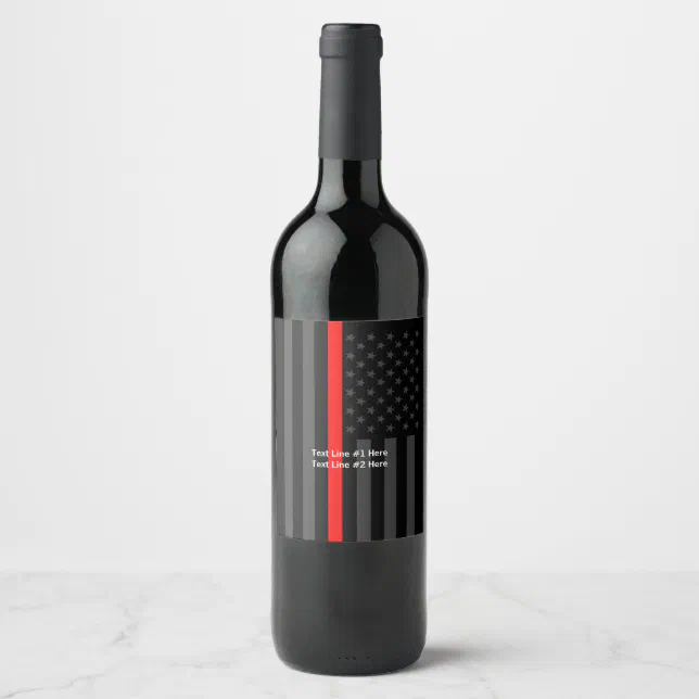 USA Flag Thin Red Line Symbolic Personalized on a Wine Label | Zazzle