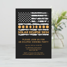 USA Flag Total Solar Eclipse 4/8/24 Viewing Party Invitation | Zazzle