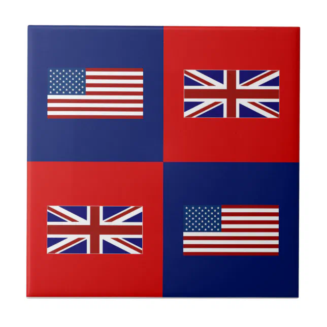 USA Flag & UK Flag Pattern Ceramic Tile | Zazzle