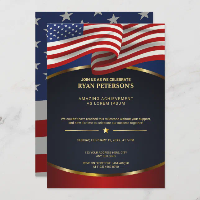 USA Flag | Victory Promotion Achievement | Black Invitation | Zazzle