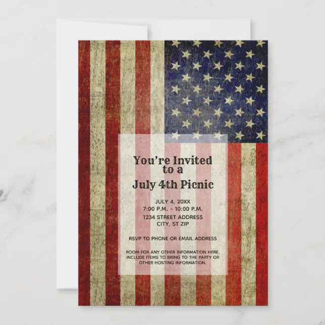 USA Flag with a vintage look Party Invitation | Zazzle