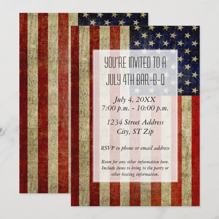 USA Flag with a vintage look Party Invitation | Zazzle