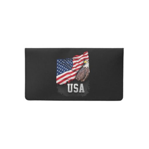 USA Flag with Bald Eagle 4th of July Checkbook Cover | Zazzle