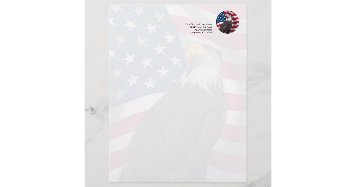 USA Flag with Bald Eagle Letterhead | Zazzle