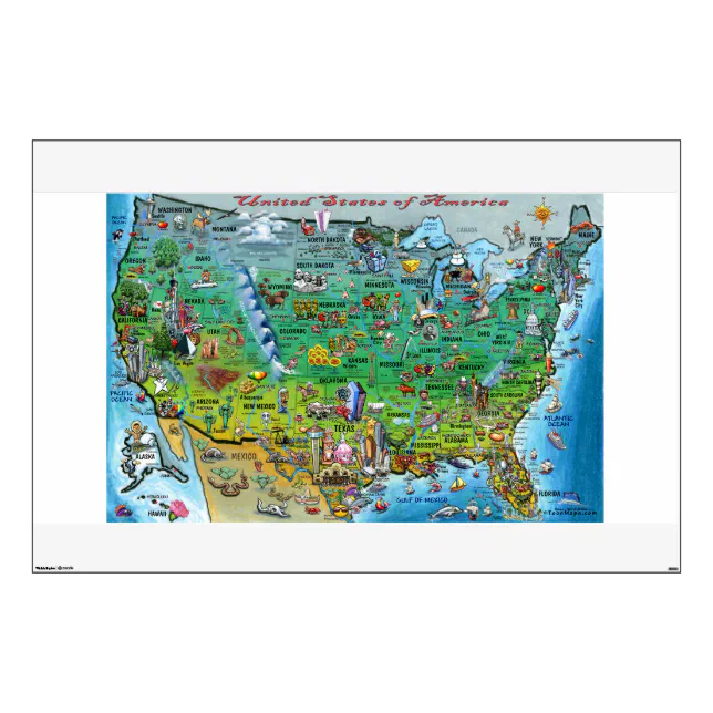 USA Fun Map Wall Decal | Zazzle