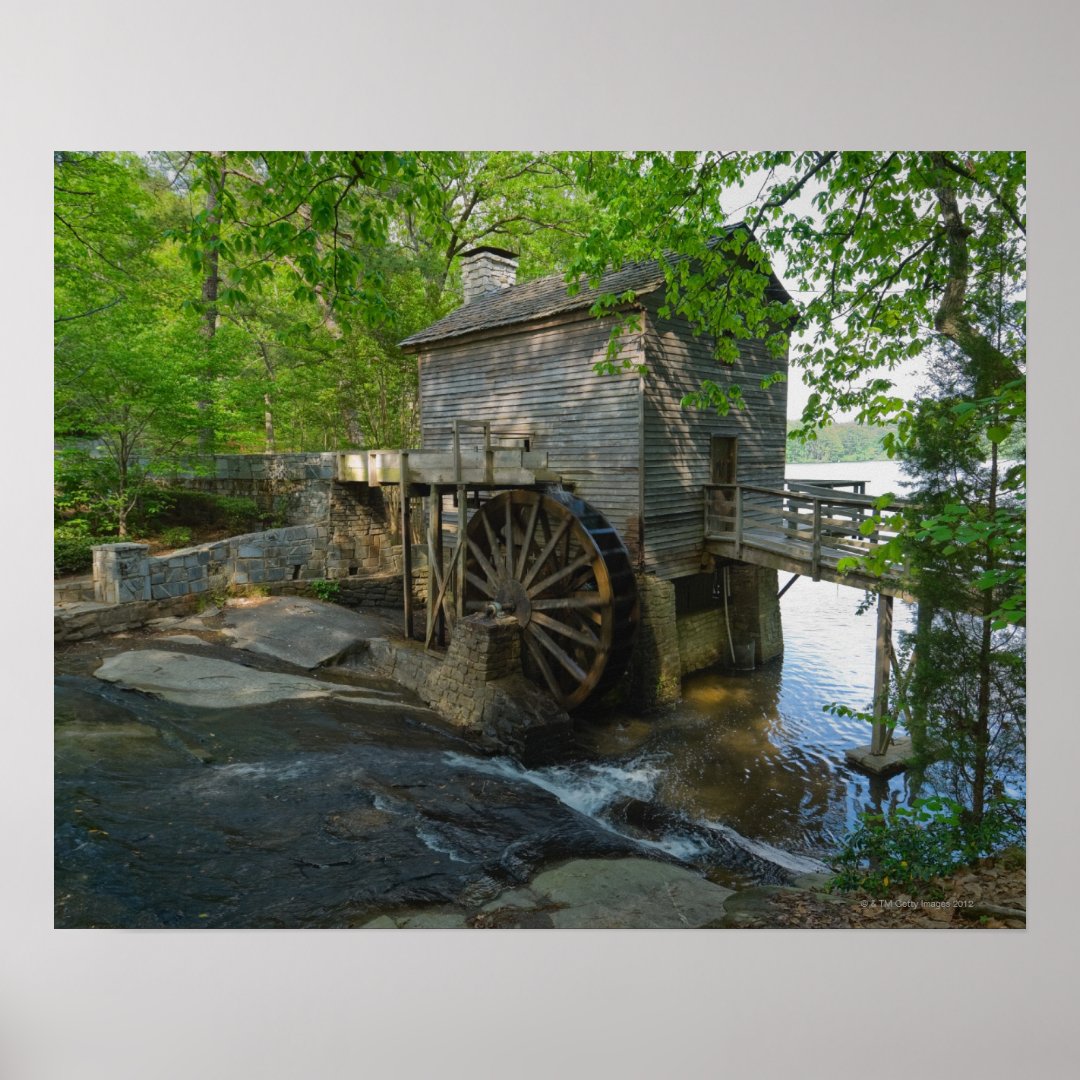 USA, Georgia, Stone Mountain, Watermill in trees Poster | Zazzle