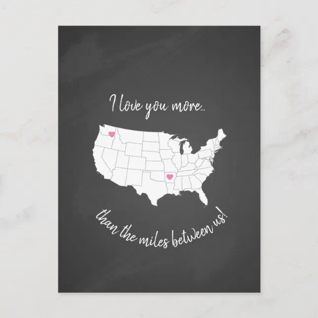 USA I love you more than the miles between us Postcard | Zazzle
